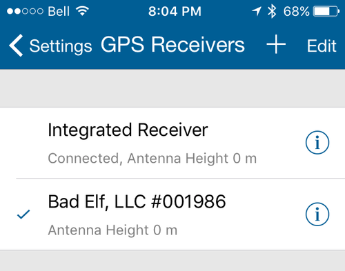 iOS ArcGIS Collector 10.4 with the Bad Elf GNSS Surveyor